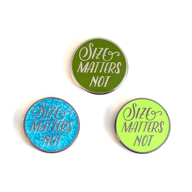 Size Matters Not Sticker | Crumby Pins