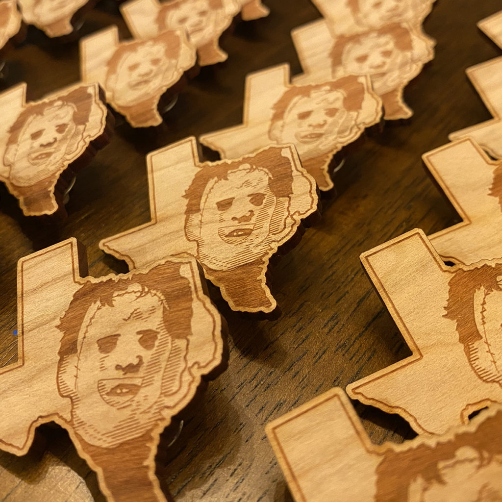 Leatherface of Texas – Wooden | Crumby Pins